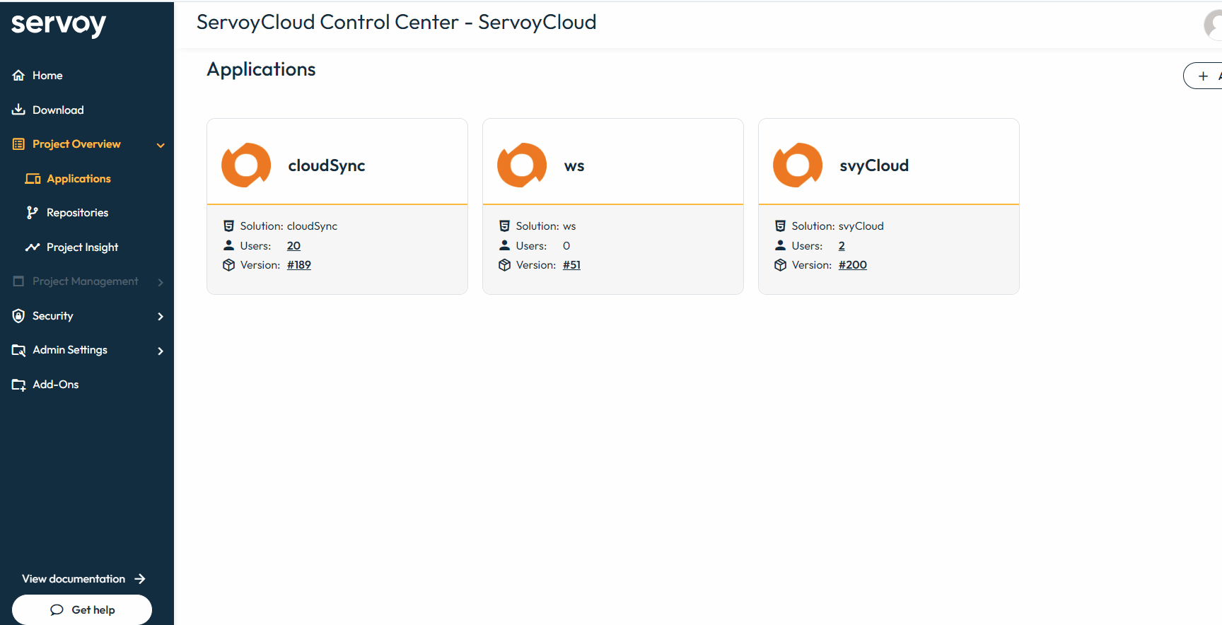 Servoy Cloud Control Center
